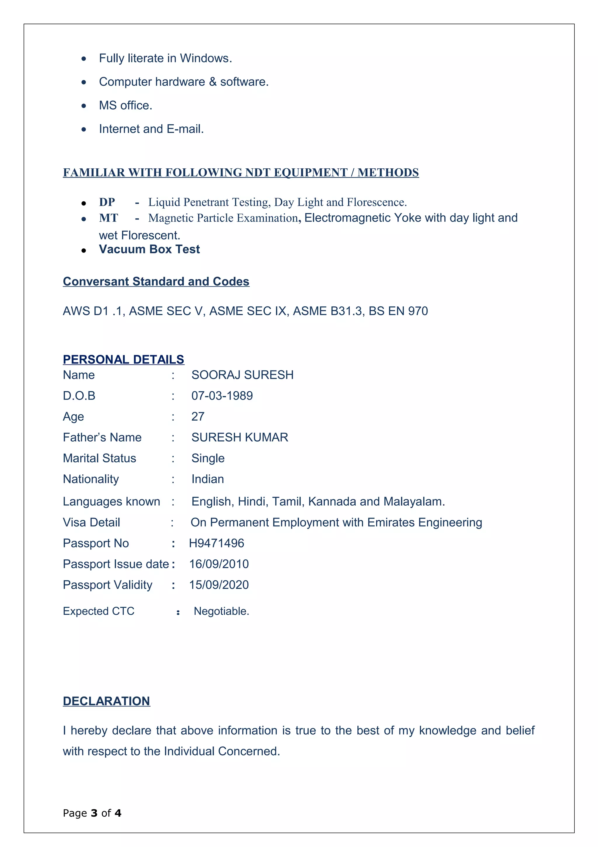 CV format SOORAJ | DOC