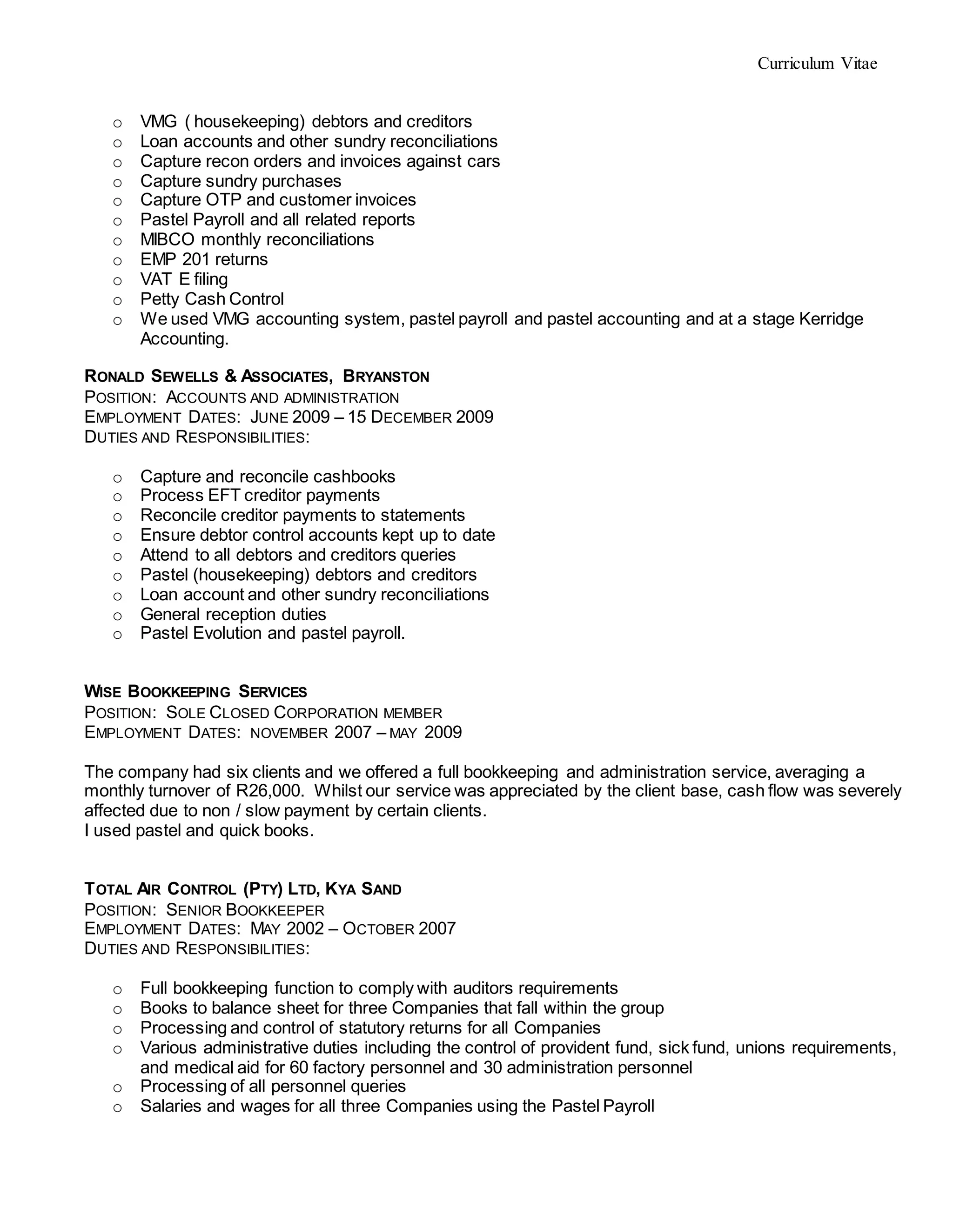 Mara CV | DOCX | Business Accounting & Finance | Business