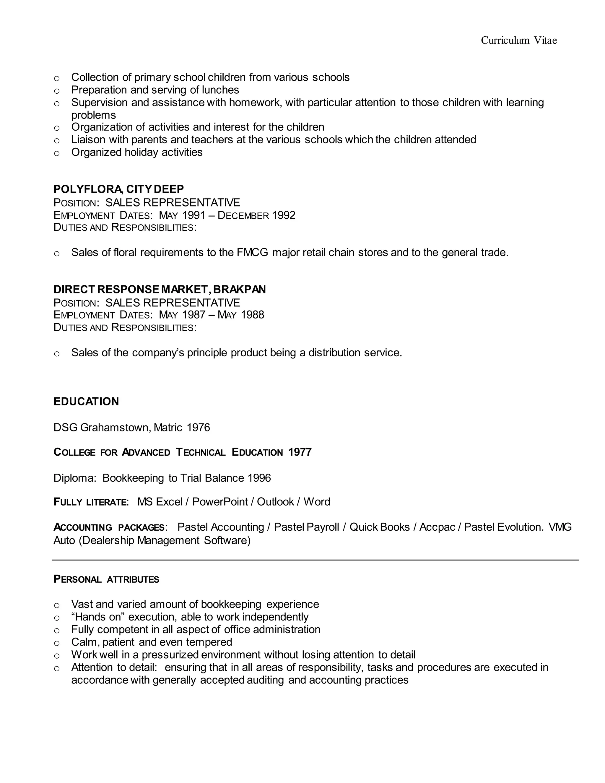 Mara CV | DOCX | Business Accounting & Finance | Business