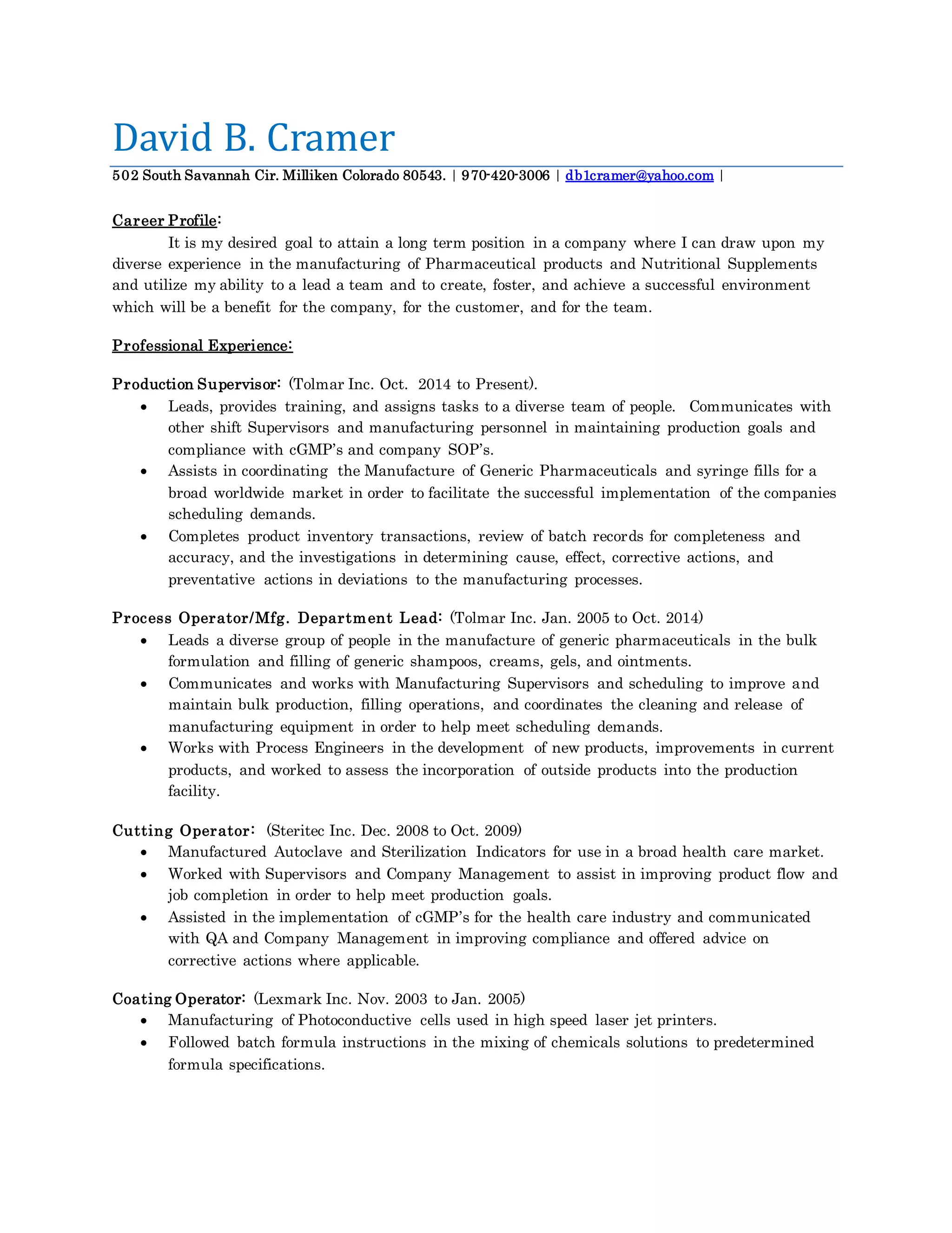 David Resume May. 2016 | PDF