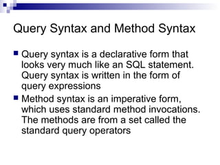 D4 Introduction to LINQ | PPT