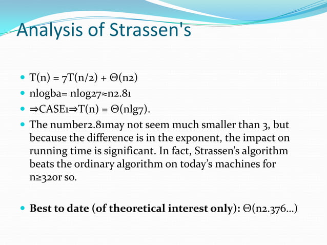 strassen matrix multiplication algorithm | PPT