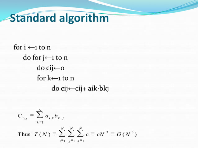 strassen matrix multiplication algorithm | PPTX