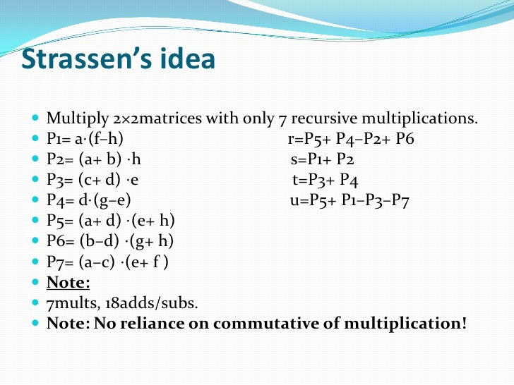 Strassen Matrix Multiplication Algorithm
