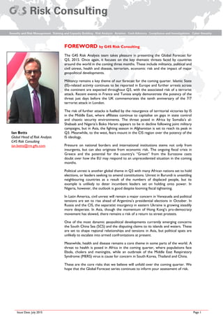 Global Forecast Q3 by G4S Risk Consulting | PDF | Infectious Diseases ...
