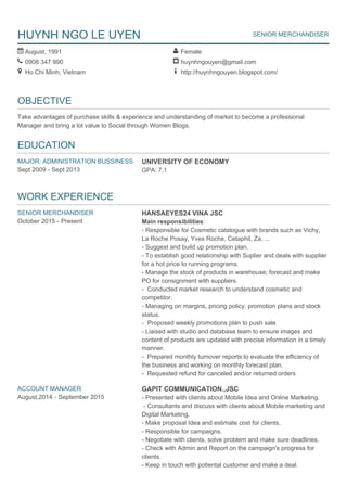 HUYNH-NGO-LE-UYEN-E-CV | PDF | Business Administration | Business