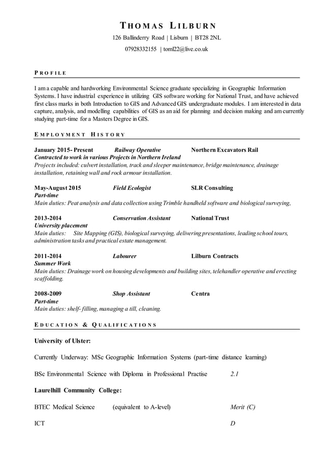 Thomas Lilburn cv | PDF