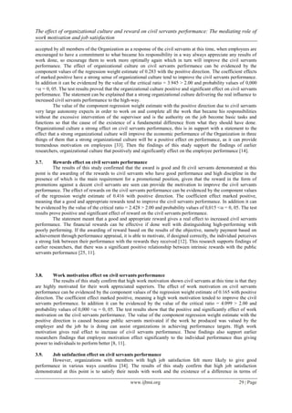 The effect of organizational culture and reward on civil servants performance: The mediating ...