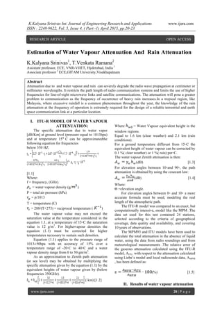 Estimation of Water Vapour Attenuation And Rain Attenuation | PDF