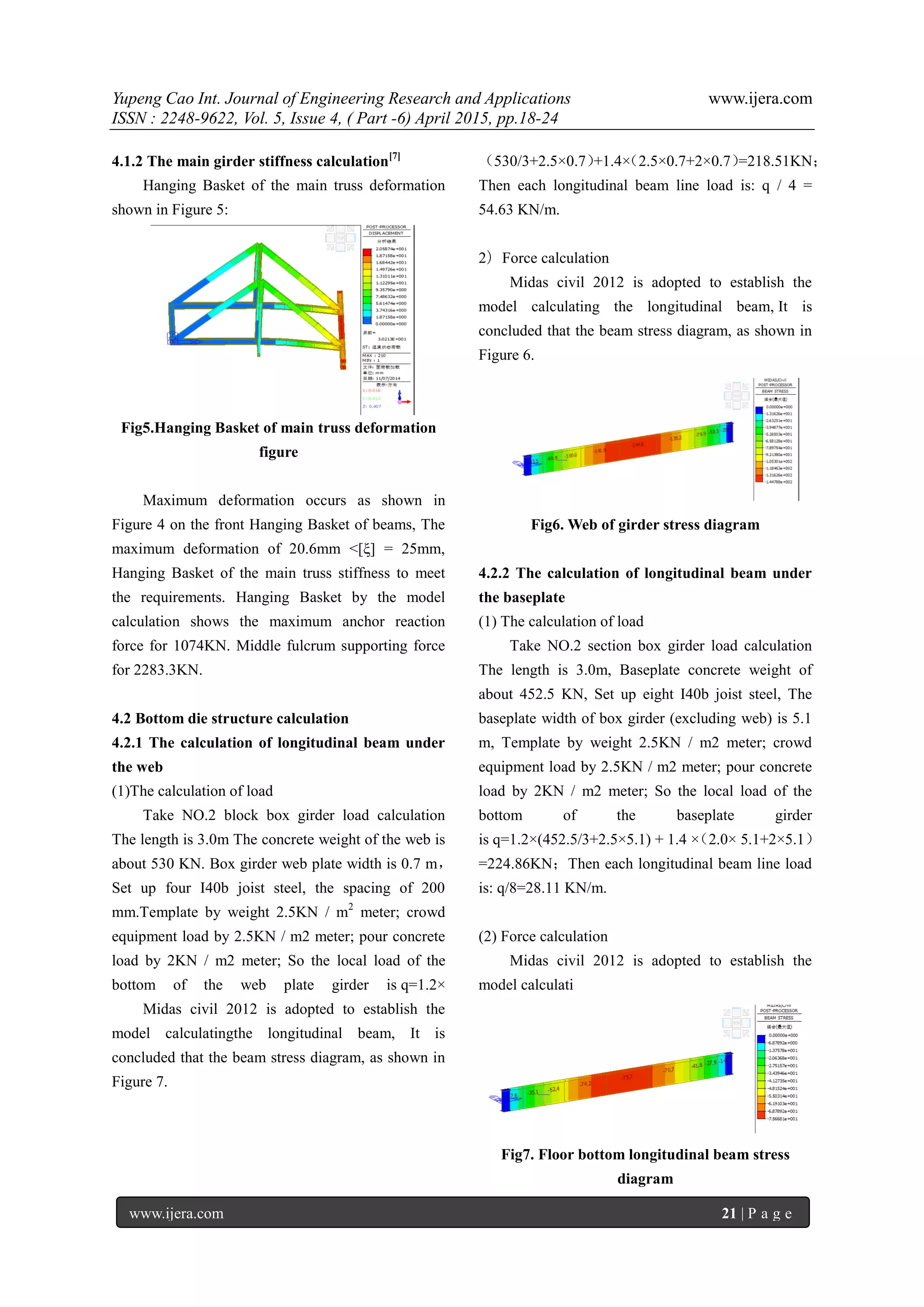 The hanging basket stress calculation and stability analysis during ...