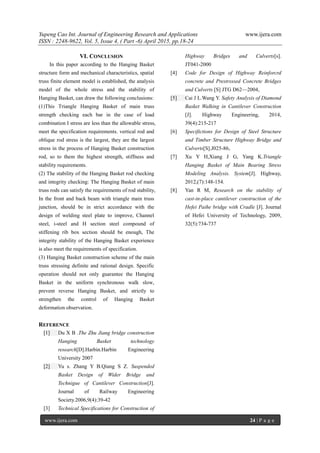 The hanging basket stress calculation and stability analysis during ...