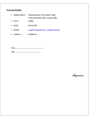 Resume for Store incharge | DOC