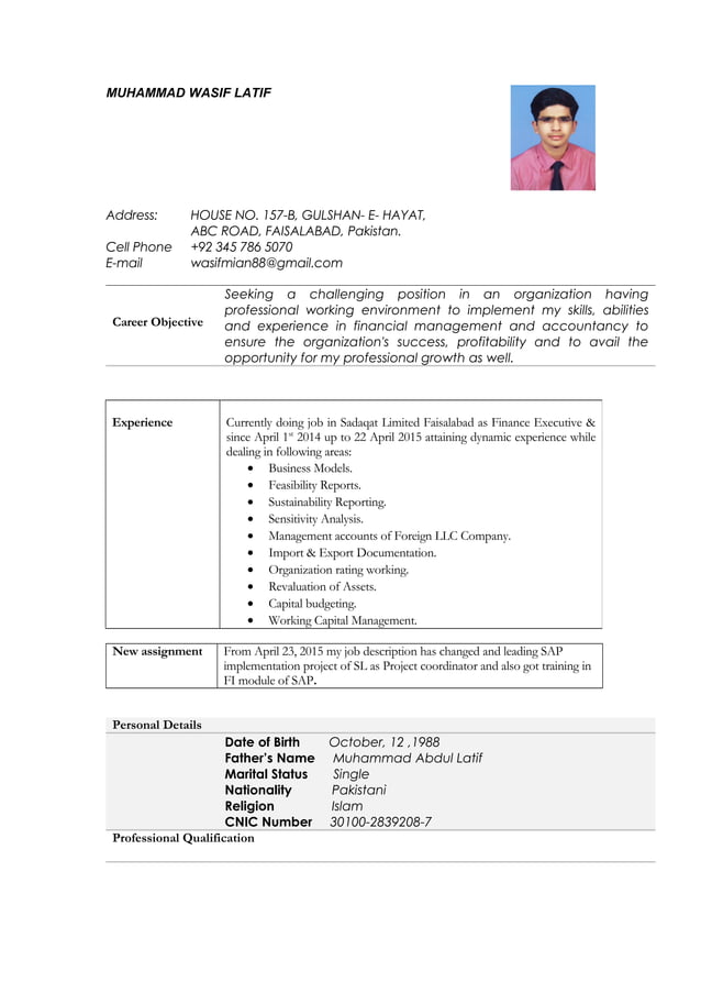 CV MUHAMMAD WASIF LATIF Regn _ S-20100692 | DOC