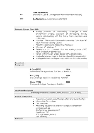 CV MUHAMMAD WASIF LATIF Regn _ S-20100692 | DOC