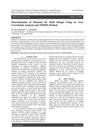 Determination of Material for Shaft Design Using on Grey Correlation ...