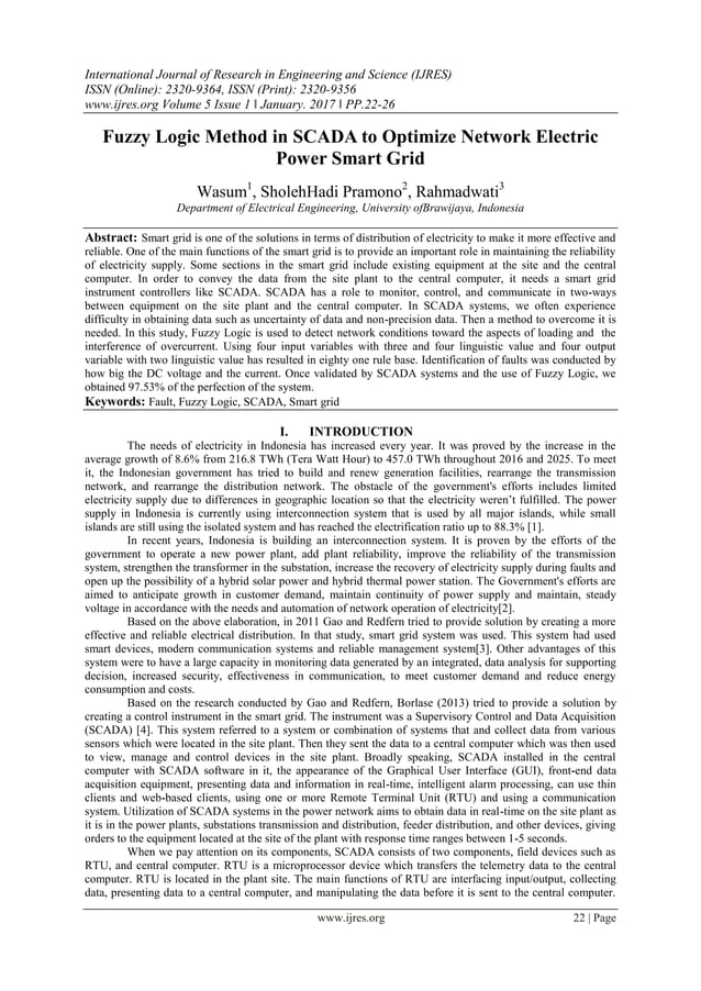 Fuzzy Logic Method in SCADA to Optimize Network Electric Power Smart Grid | PDF | Internet of ...