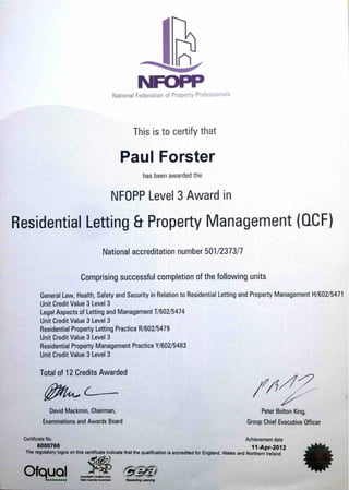 NFoPP -level 3 Lettings | PDF