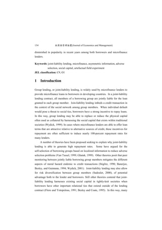 Adverse Selection and Moral Hazard in Joint-Liability Loan Contracts | PDF