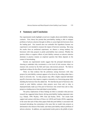 Adverse Selection and Moral Hazard in Joint-Liability Loan Contracts | PDF
