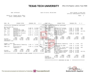 TTU Official Transcript | PDF