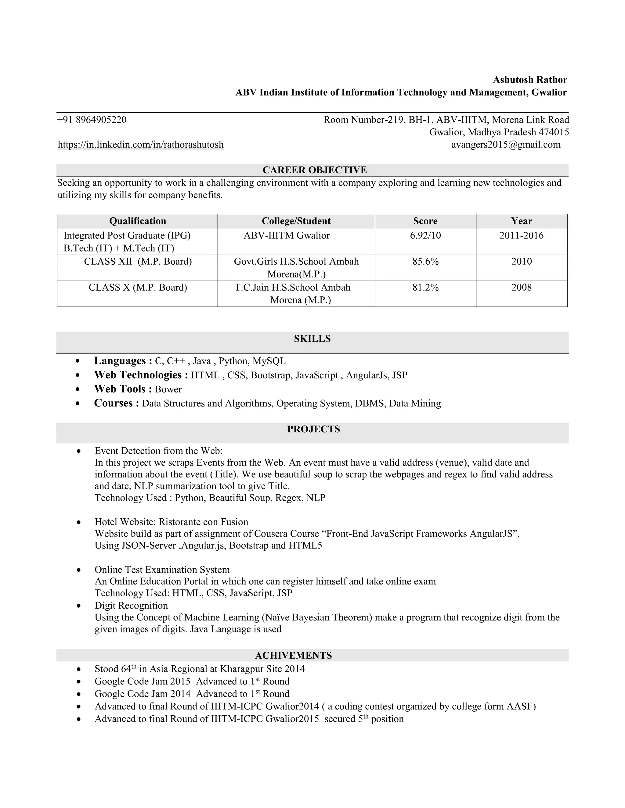 Ashutosh Rathor(Resume) | PDF
