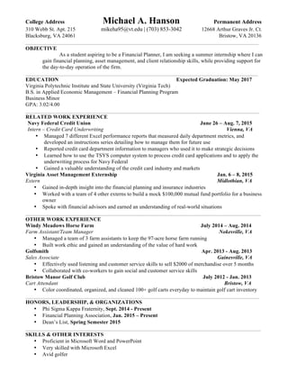 Michael A. Hanson Resume | PDF