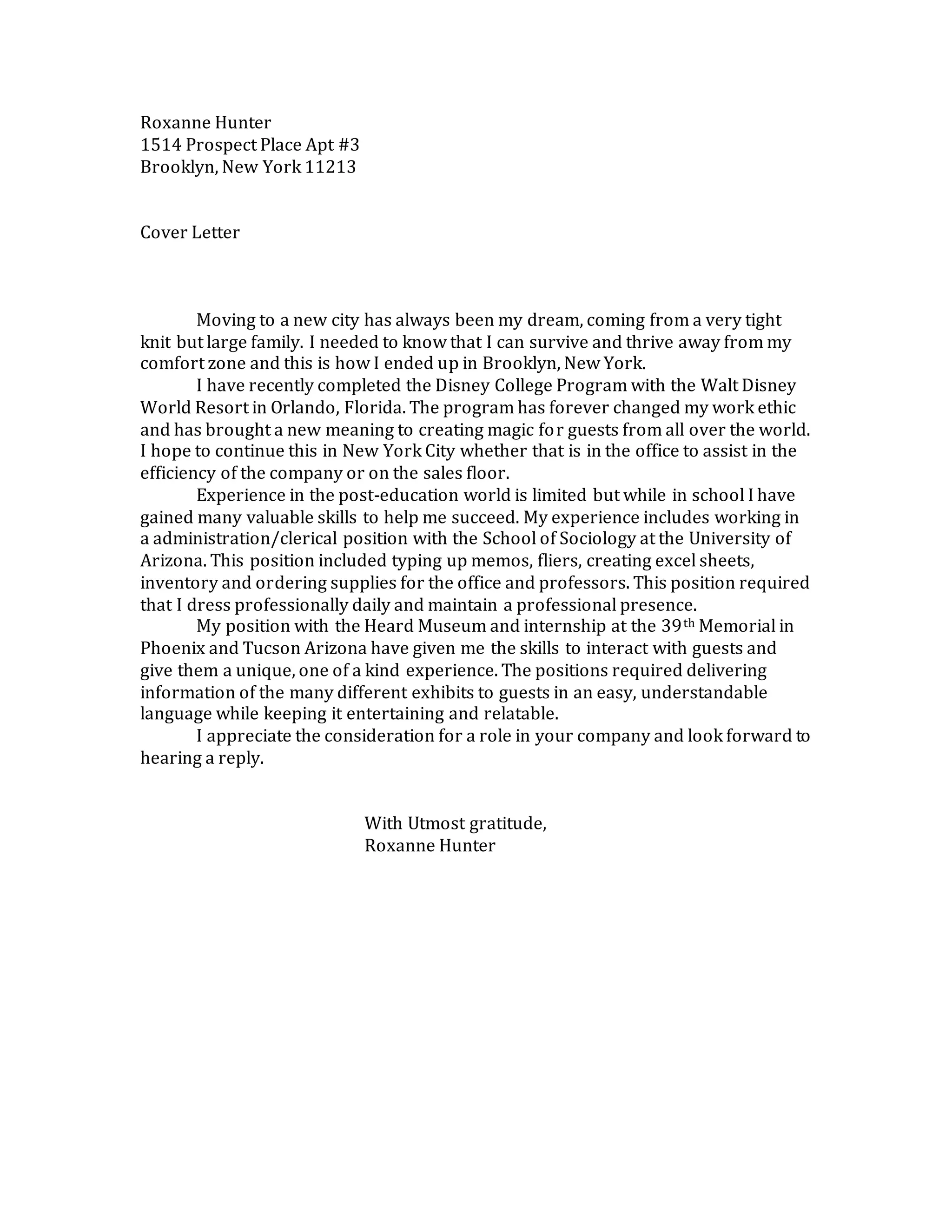 Hunter- Cover Letter | DOCX