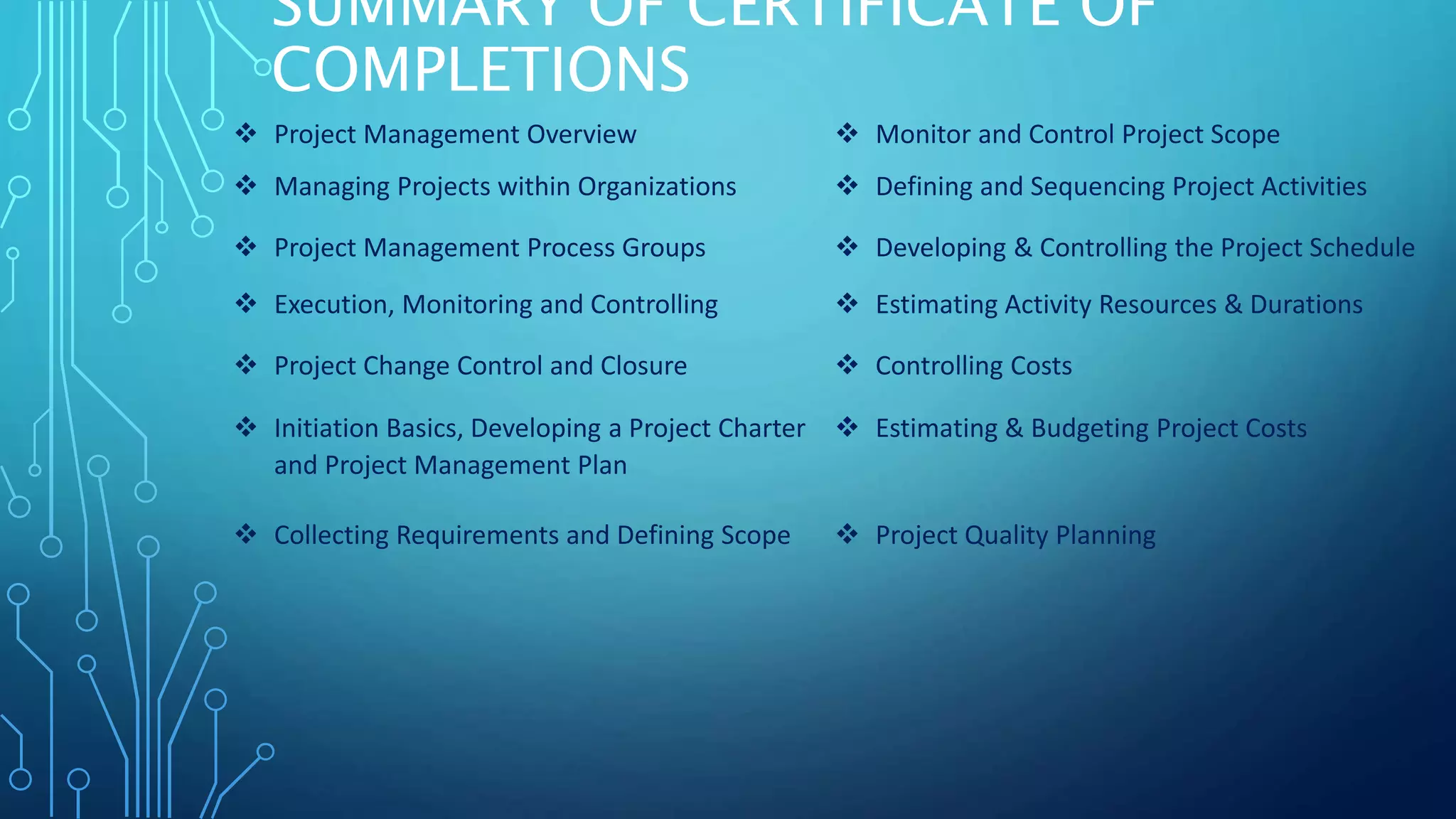 Learnsmart Certificate of completions for PMP | PPTX