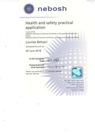 Nebosh Lounes Behairi.PDF | Medical Health