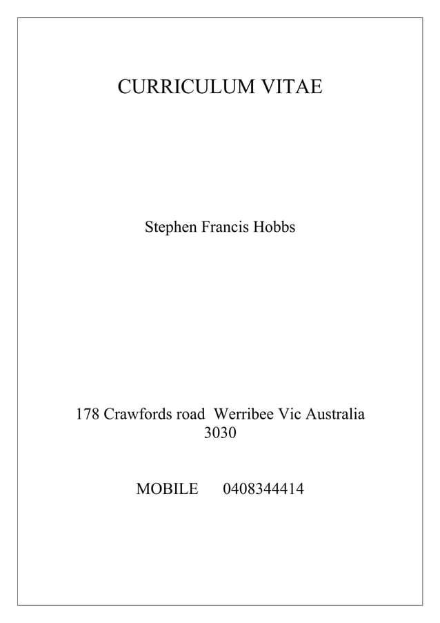 new resume stephen hobbs | PDF