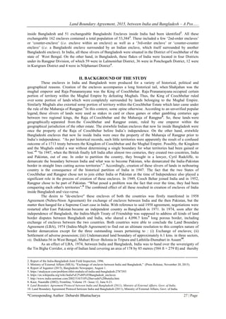 Land Boundary Agreement, 2015 between India and Bangladesh – a Post ...