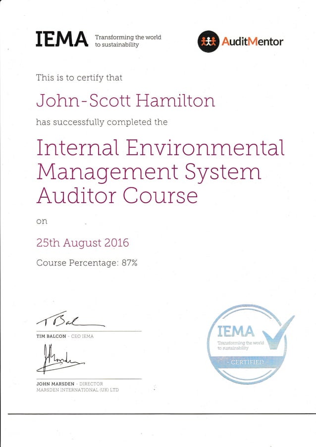 IEMA Certificate | PDF