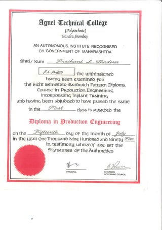 003-DIPLOMA-PLT-Certificate-1995 | PDF