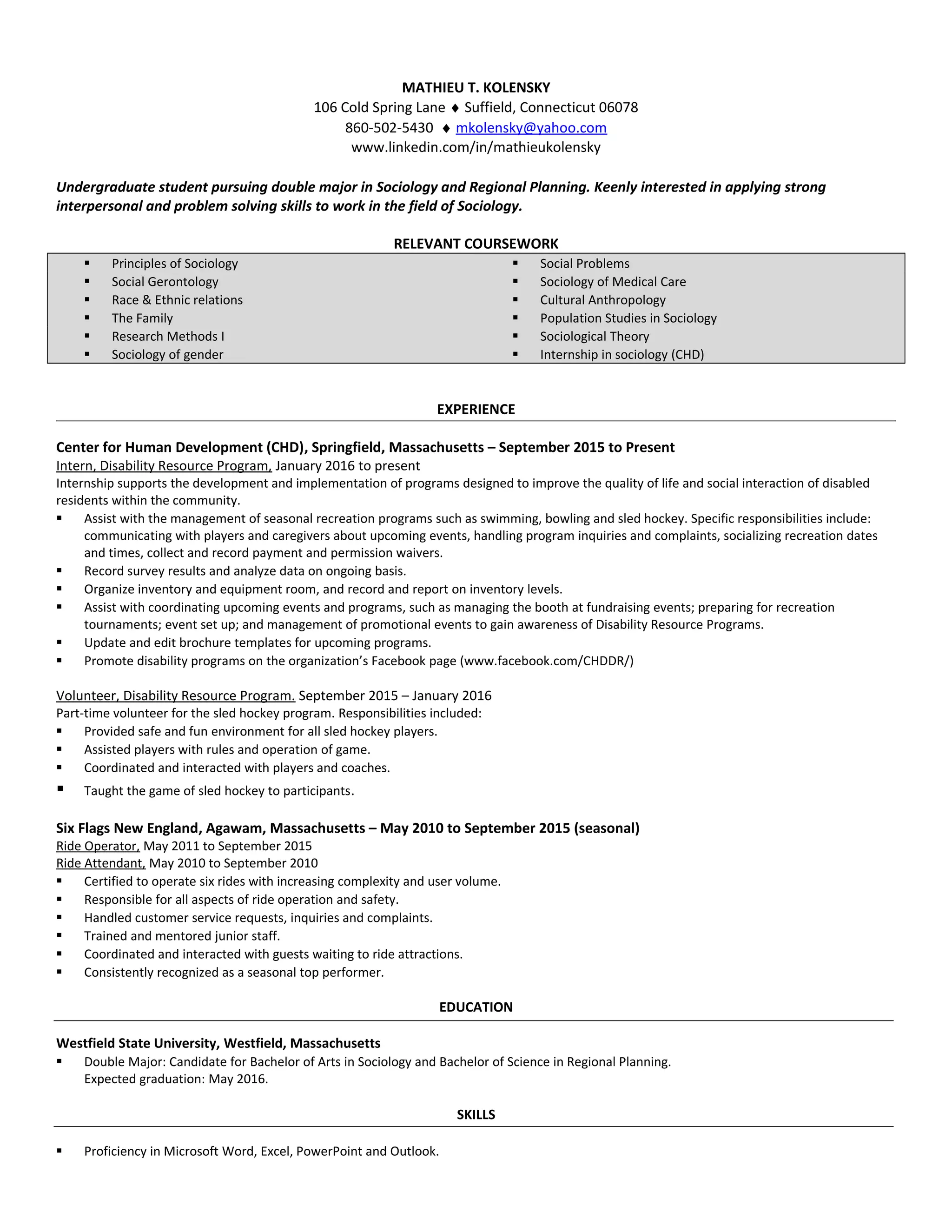 sociology resume | DOC
