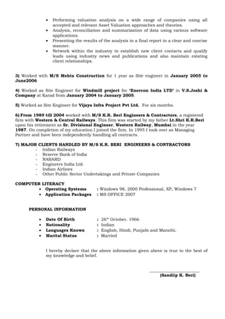 Sandiip Beri(new) | DOC | Civil Engineering Industry | Industries