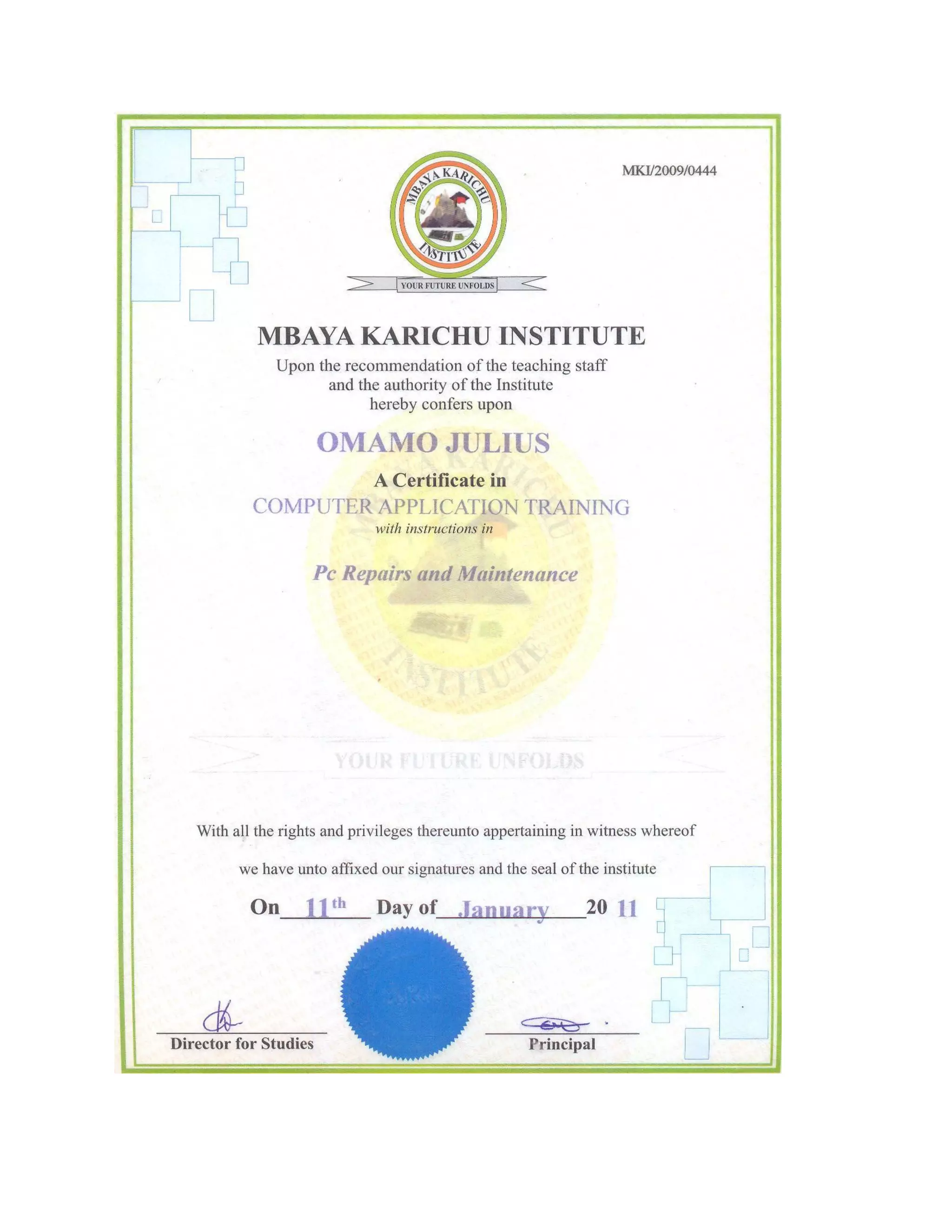 MBAYA KARICHU INSTITUTE | PDF
