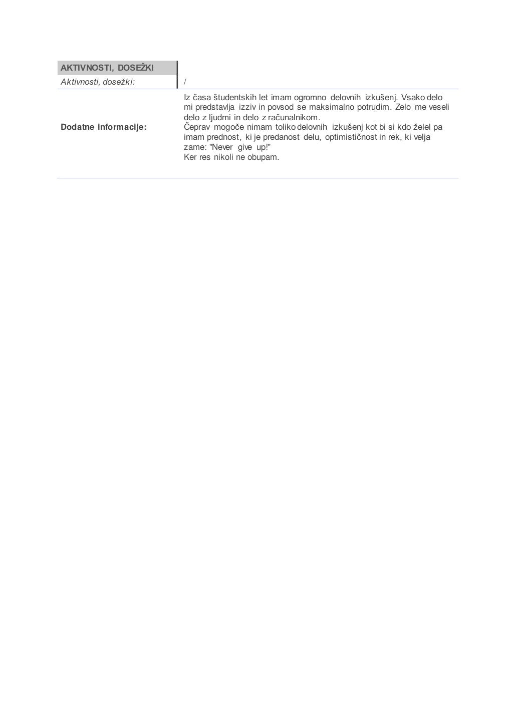 Življenjepis Urška