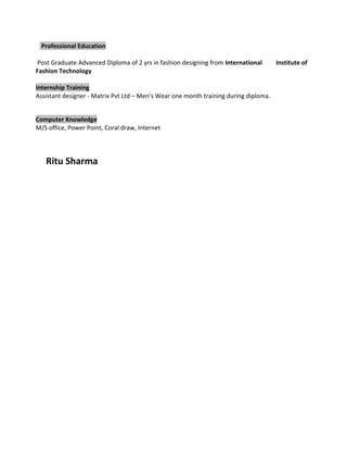 Ritu Sharma | DOC | Apparel Industry | Industries