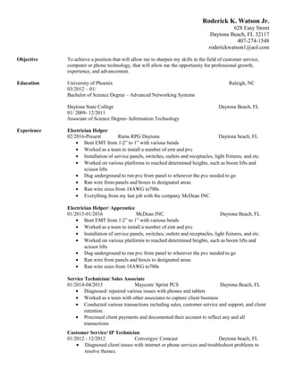 Roderick Watson Resume | PDF