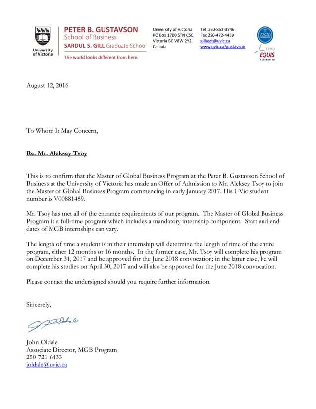 Letter of Enrollment_Aleksey Tsoy | PDF