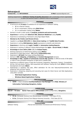 Selva_Selenium | DOC | Web Development | Internet