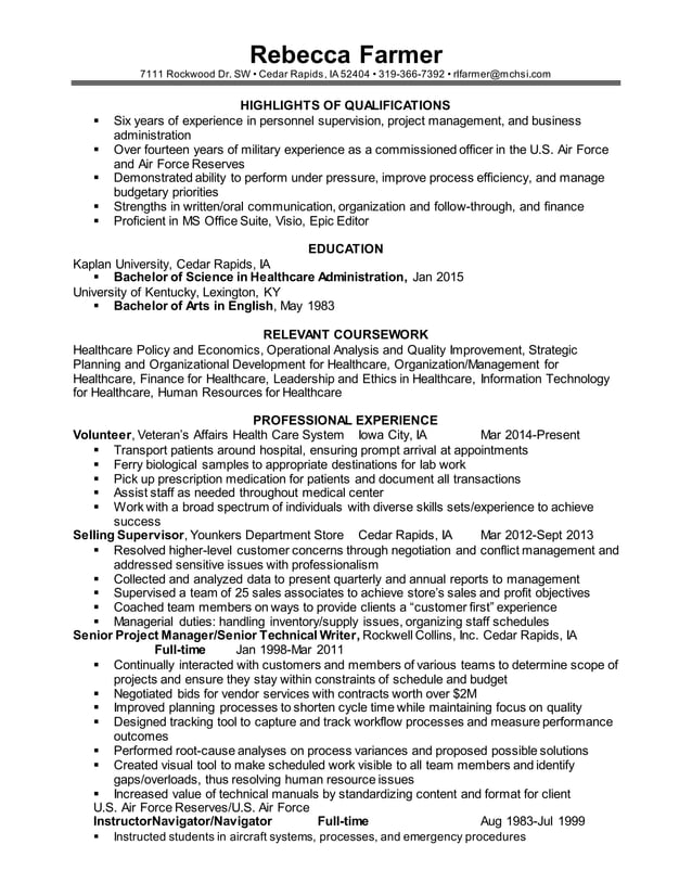 Rebecca Farmer resume | DOCX | Business | Business and Finance