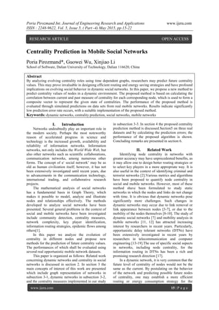 Centrality Prediction in Mobile Social Networks | PDF