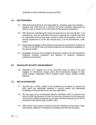 Recognized Security Organization Instruction 1/2022 | PDF