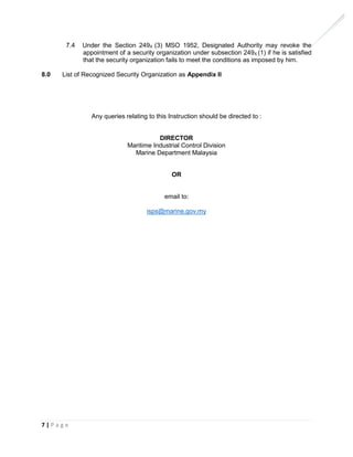 Recognized Security Organization Instruction 1/2022 | PDF