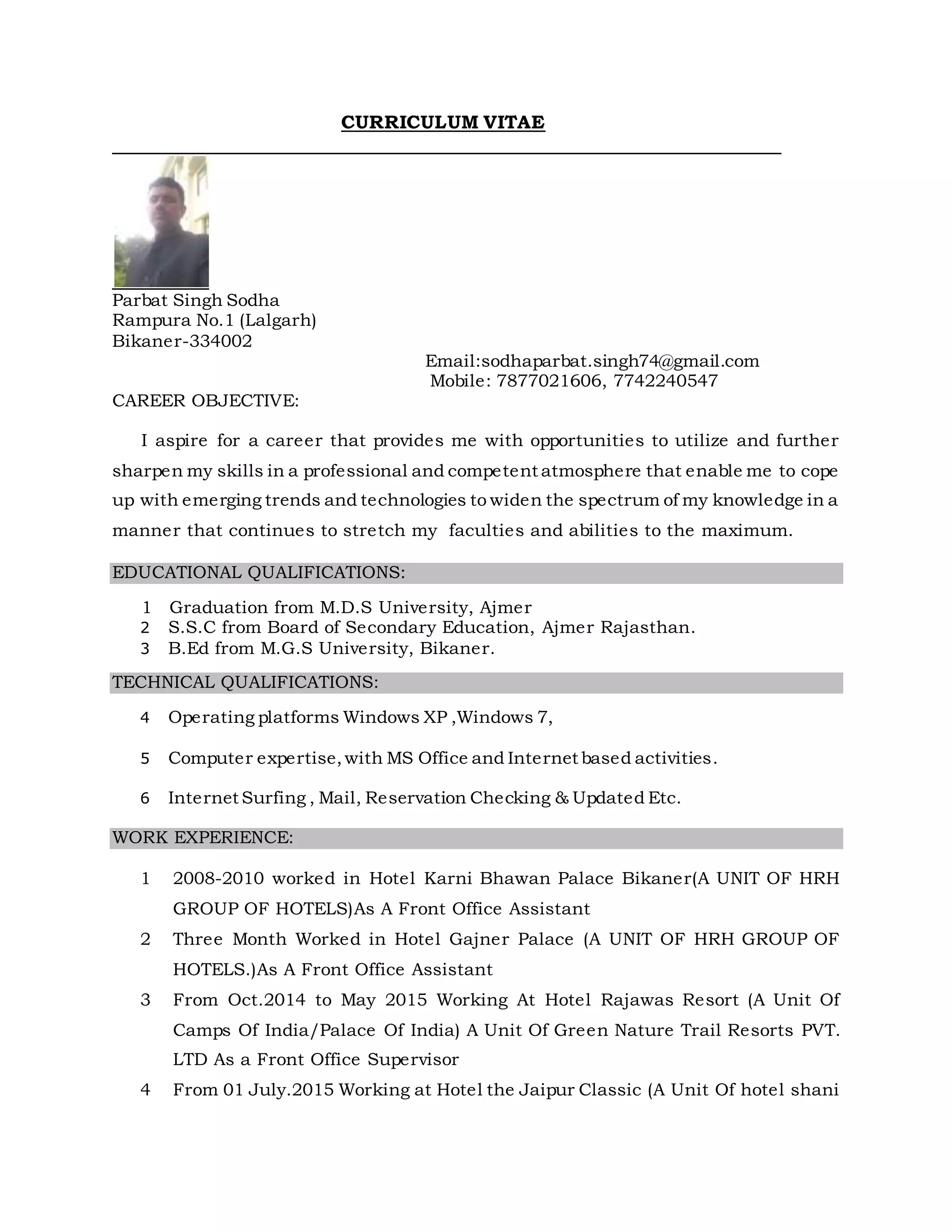 CURRICULUM VITAE.P.S Sodha | DOCX