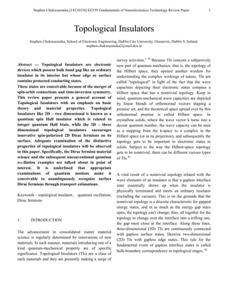TOPLOGICAL INSULATORS REVIEW PAPER | PDF