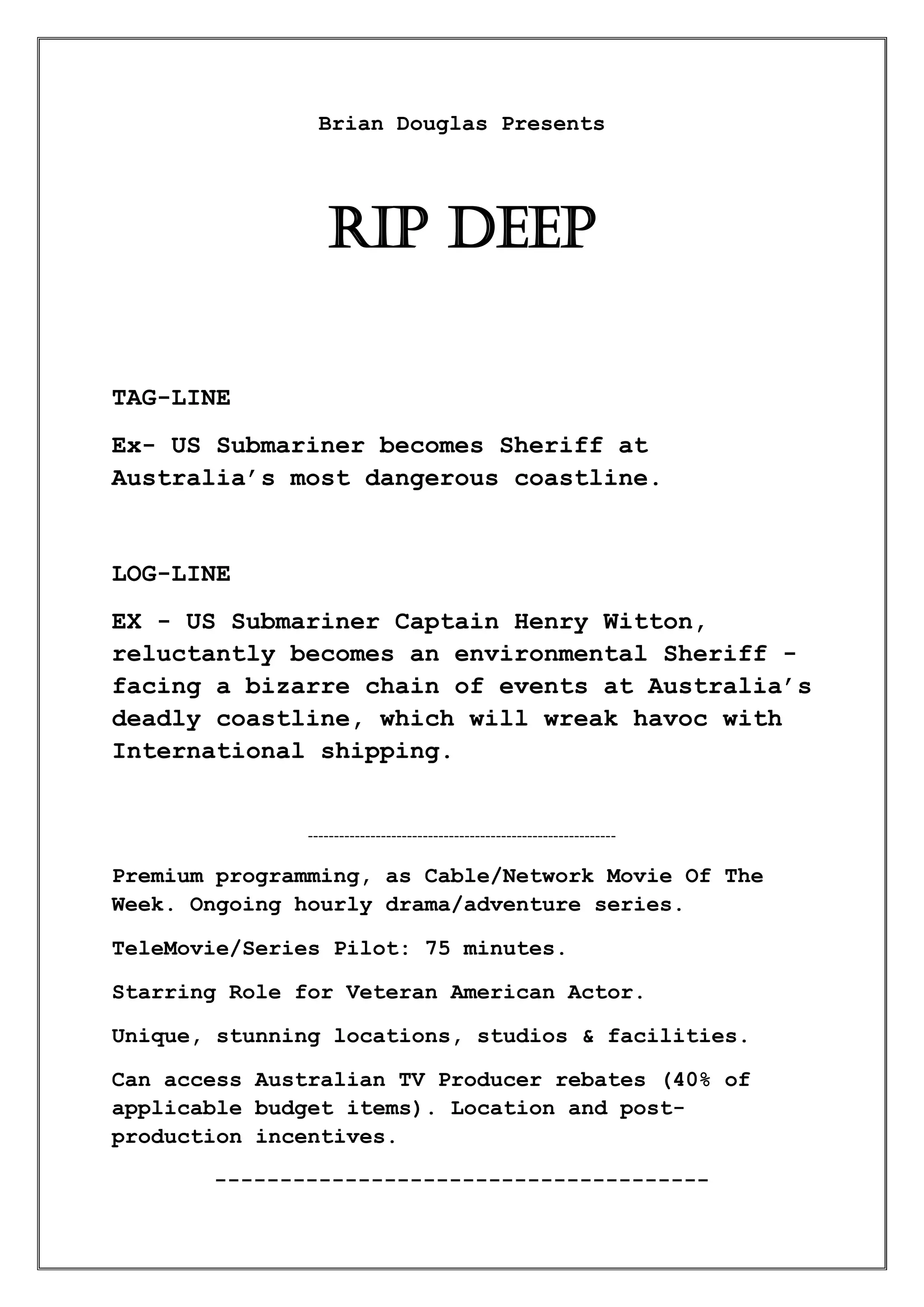 RIP DEEP Tag Logline Page | PDF