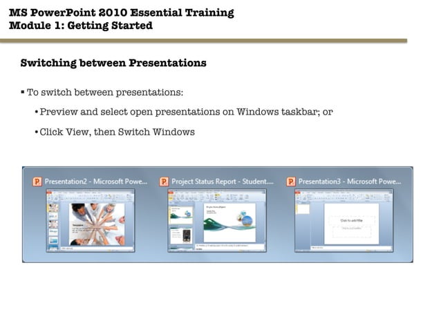 MS PowerPoint Essential Training- Module 1 | PDF