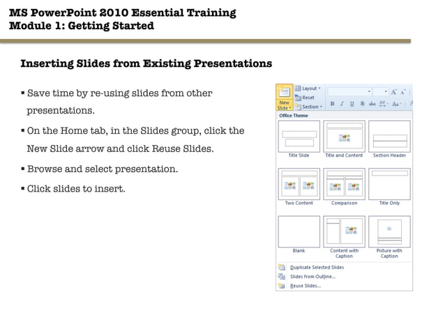 MS PowerPoint Essential Training- Module 1 | PDF